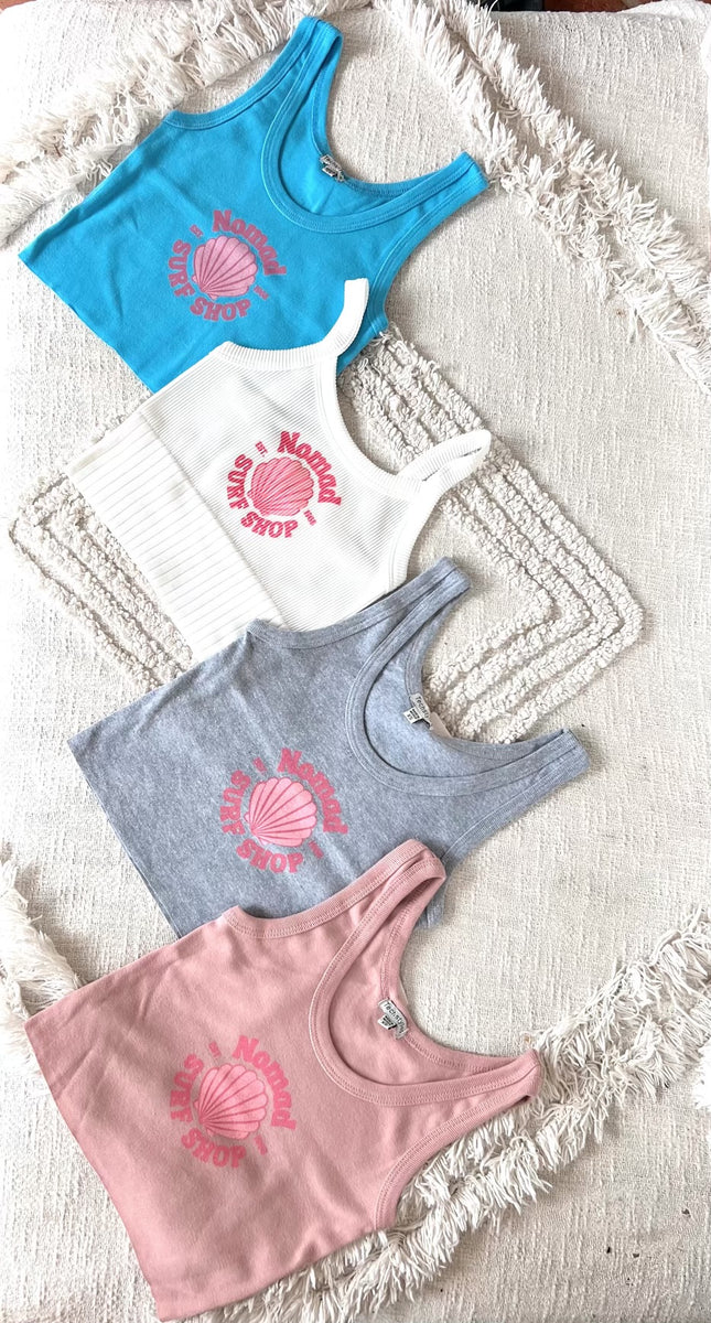 Nomad Barbie Shell Cropped Ribbed Tank Top – Nomad Surf Shop